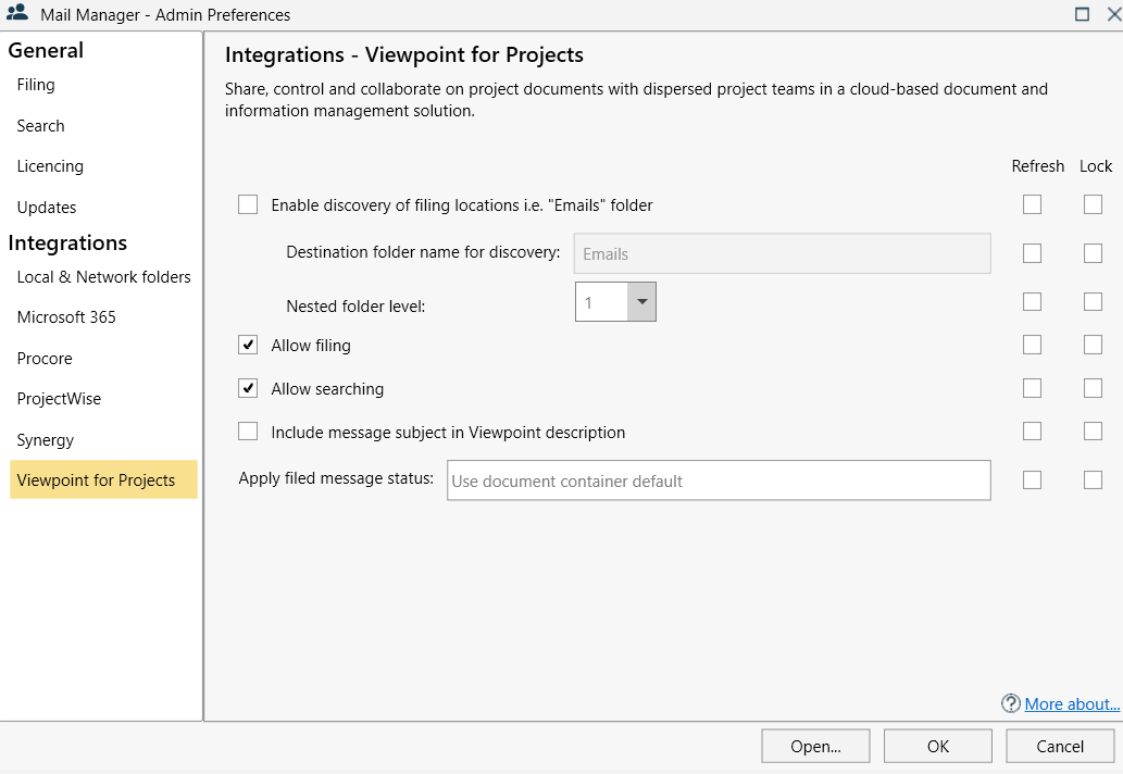 Viewpoint for Projects Admin
